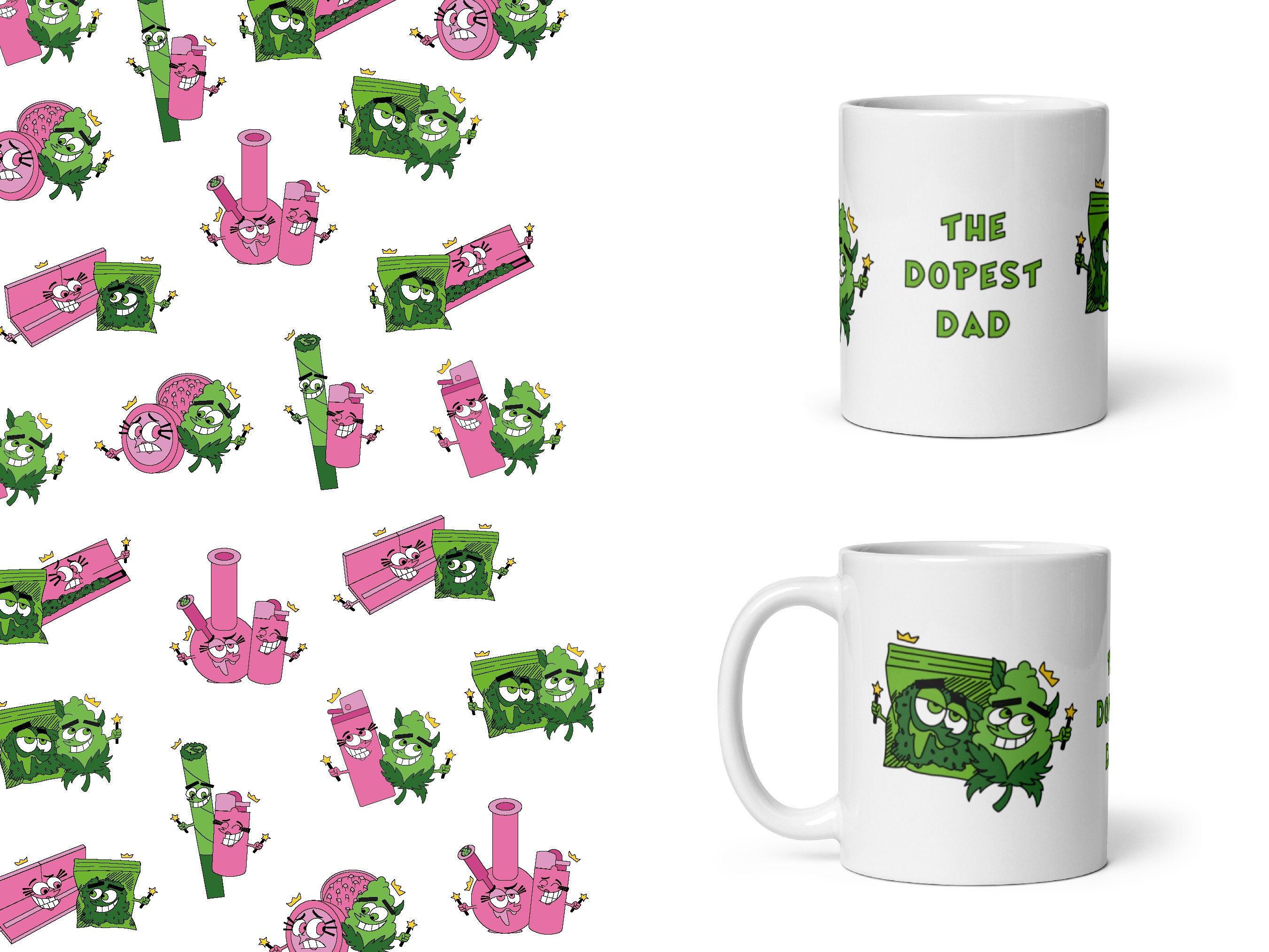 Wanda & Cosmo Stoner Mugs 11oz Fairly Odd Parents Wake and Bake Weed ...