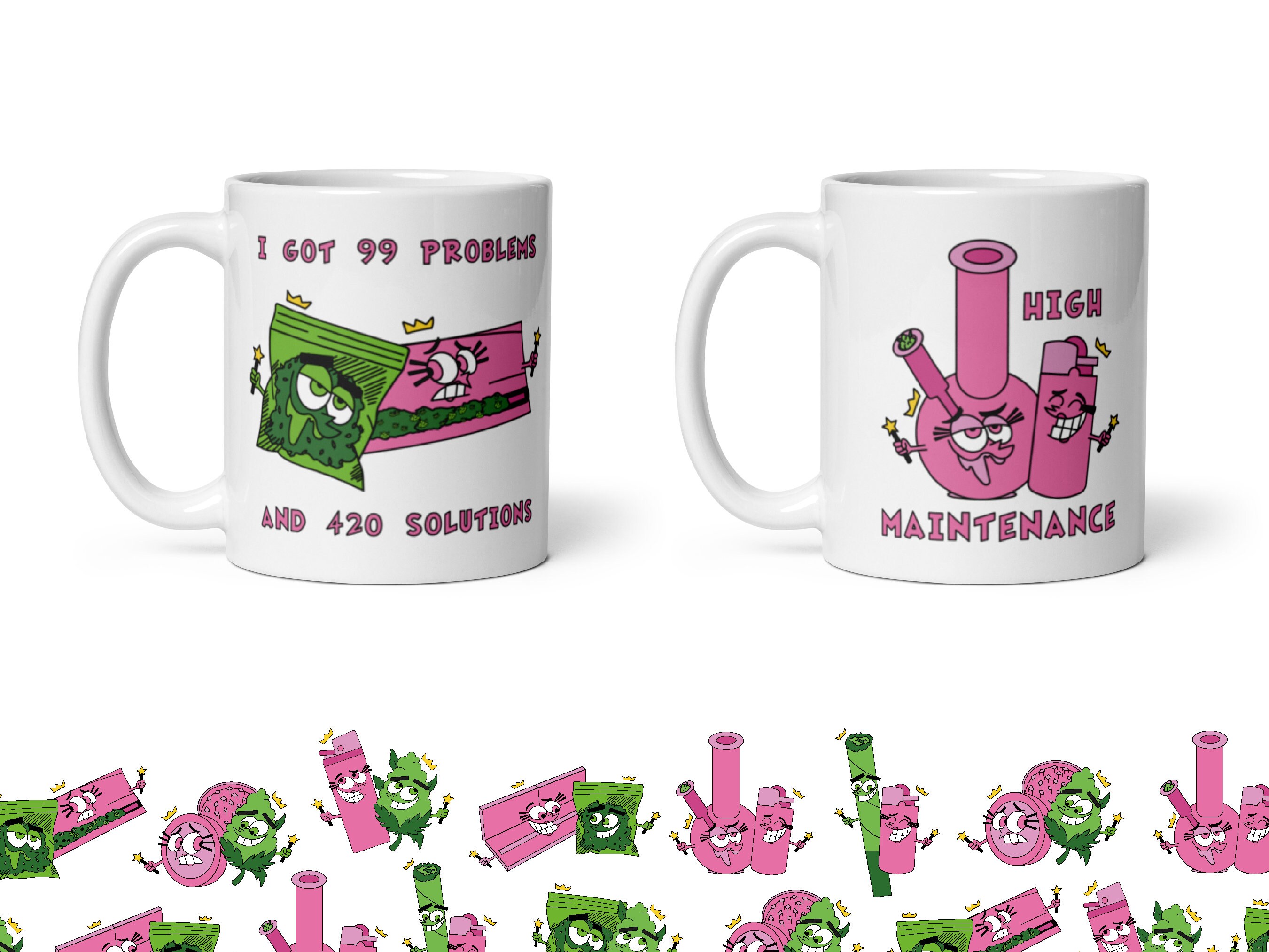 Wanda & Cosmo Stoner Mugs 11oz Fairly Odd Parents Wake and Bake Weed ...