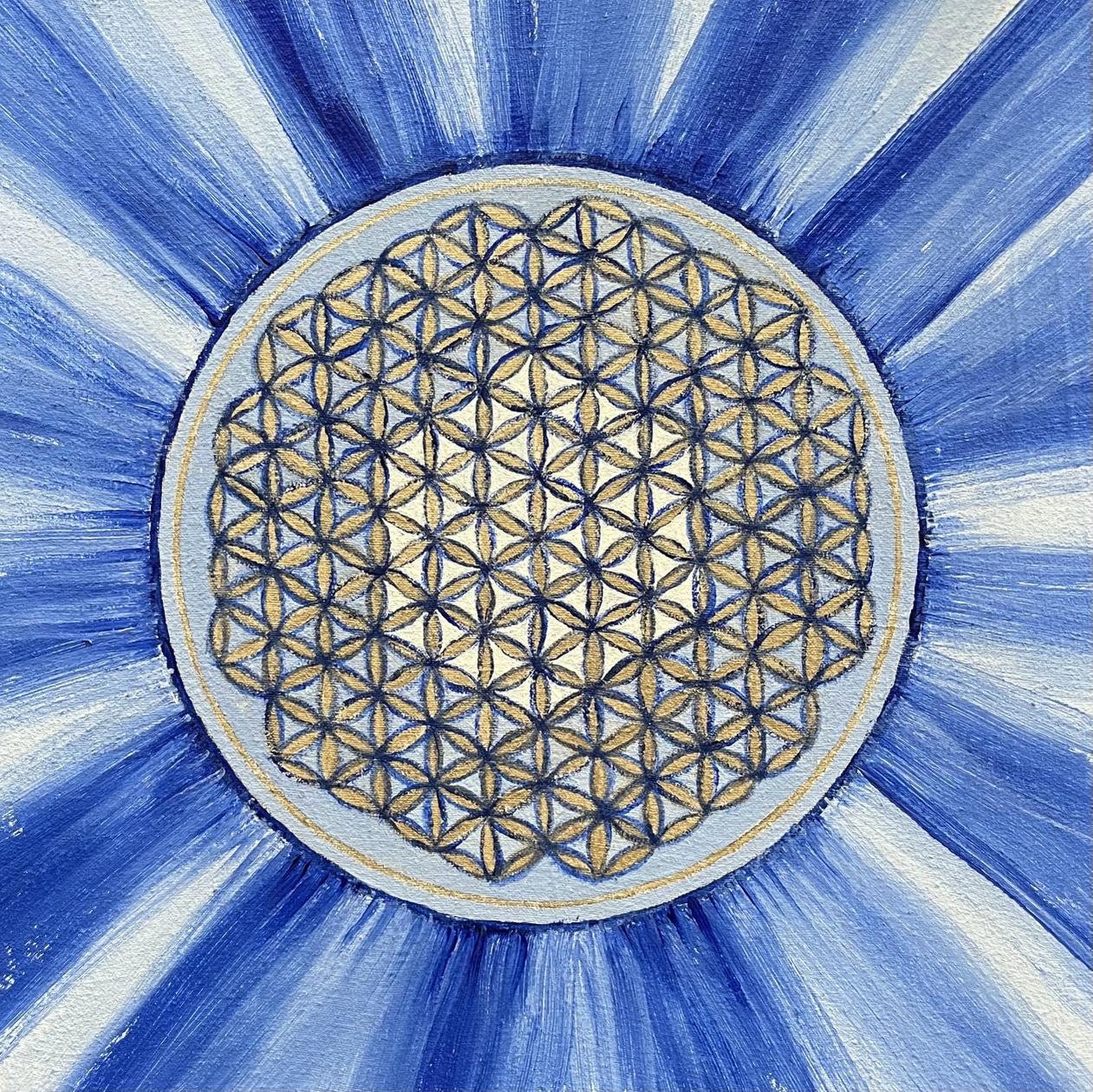 Flower of Life in Vibrant Blue - 12" - Acrylic on Canvas - Etsy
