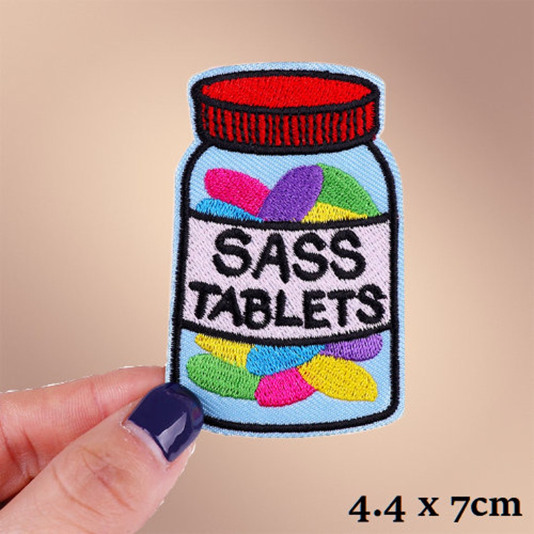 Sass Tablets Embroidery Iron Patch | Unique Cartoon LGBTQIA+ | Badge ...