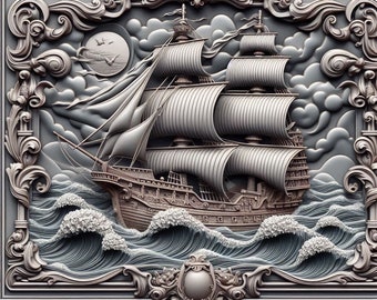 Pirate Ship 3d Illusion Laser Engraving Files - Etsy