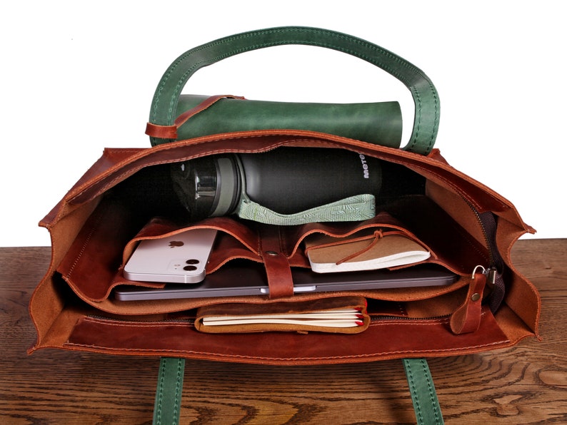 Personalized Leather Bag for Women With Mixed Colors, Laptop Work Bag ...