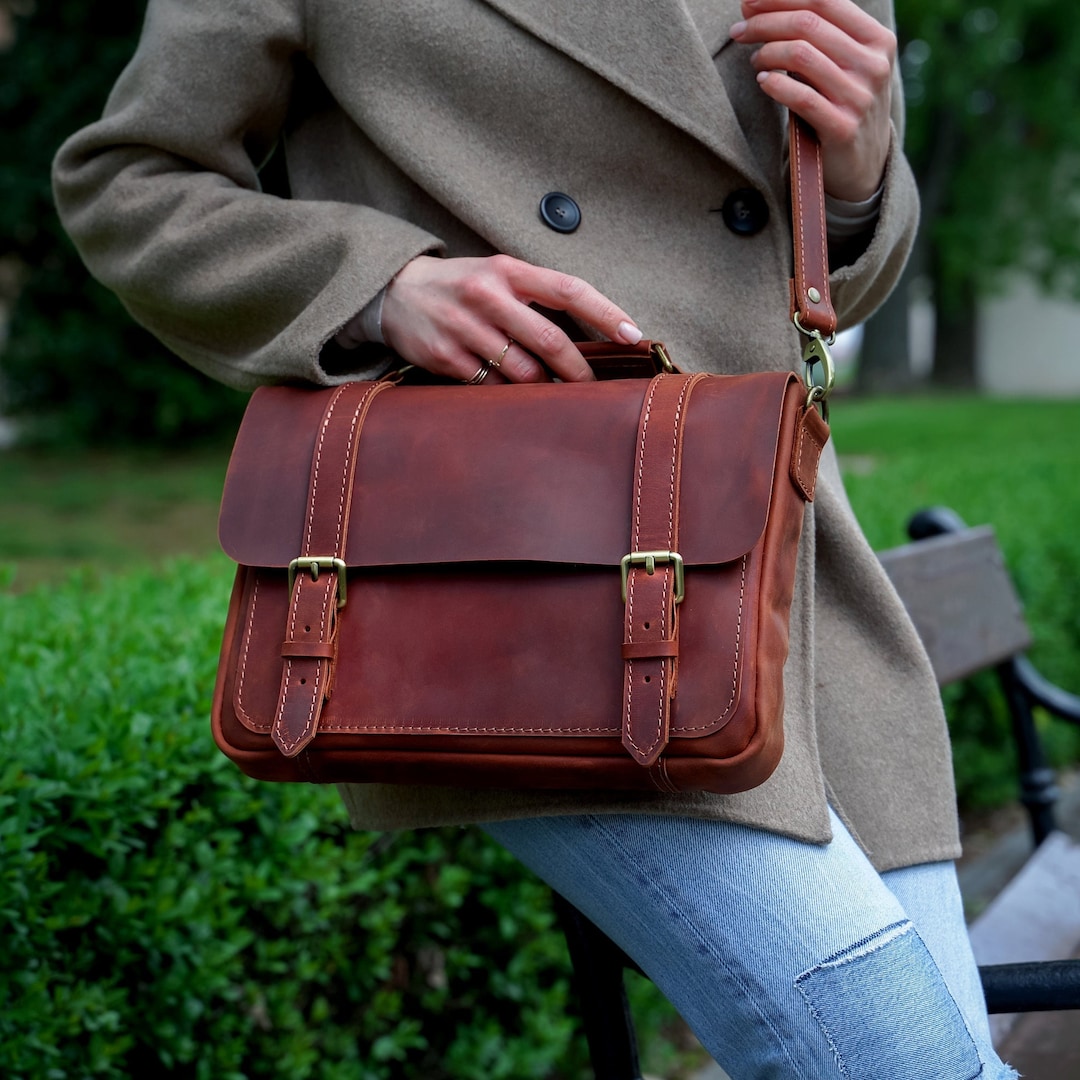 Leather Crossbody Brown Satchel, Messenger Bag Laptop, Womens Briefcase ...