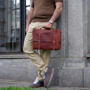 Leather Briefcase, Laptop Bag Portfolio, Men Leather Shoulder Bag With ...