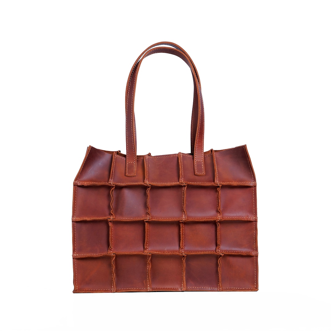 Genuine Leather Shoulder Shopper for Women, Personalized Leather Tote ...