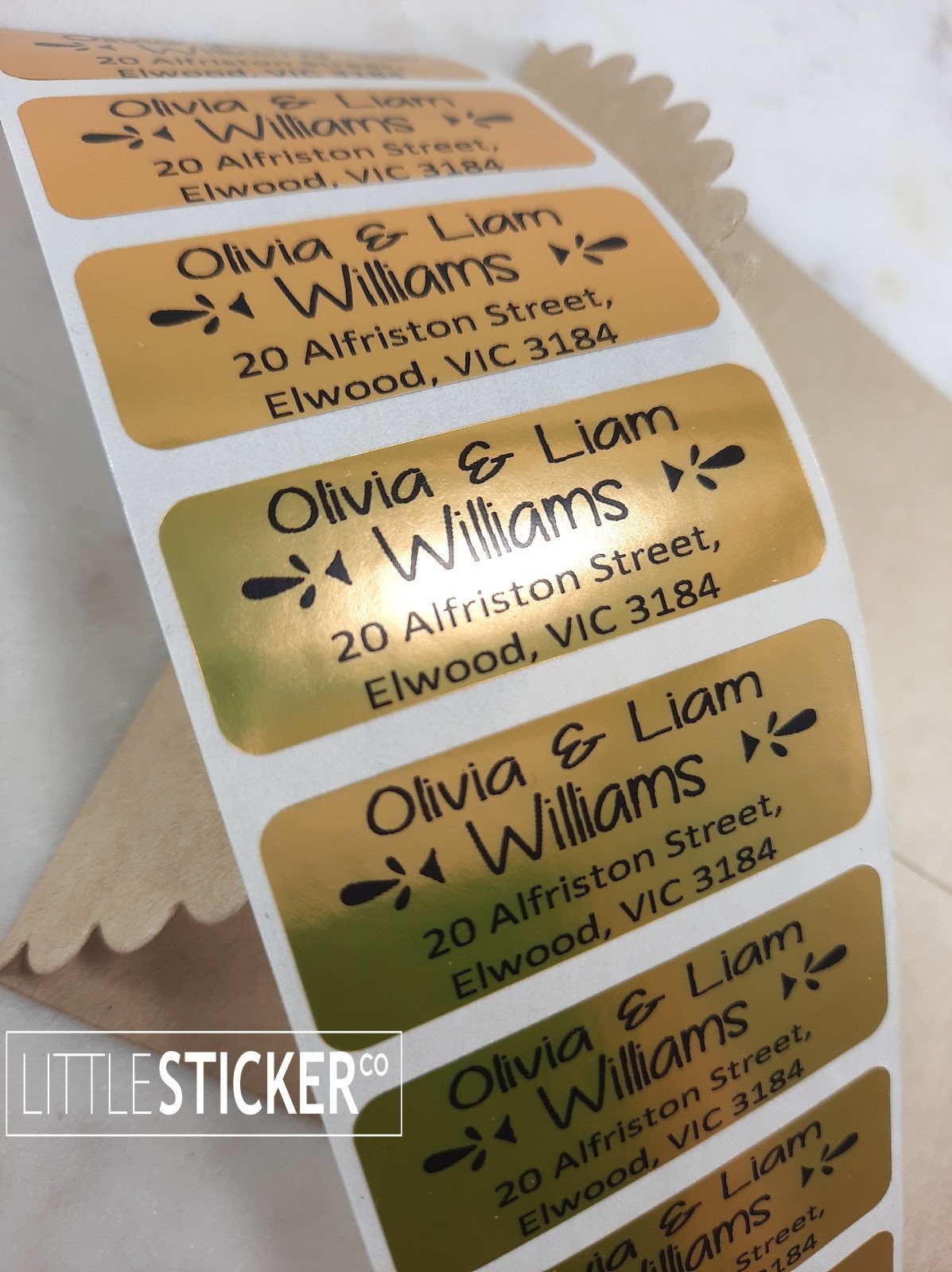 Gold Custom Stickers X25-300 Metallic Gold Personalised Stickers Gold ...