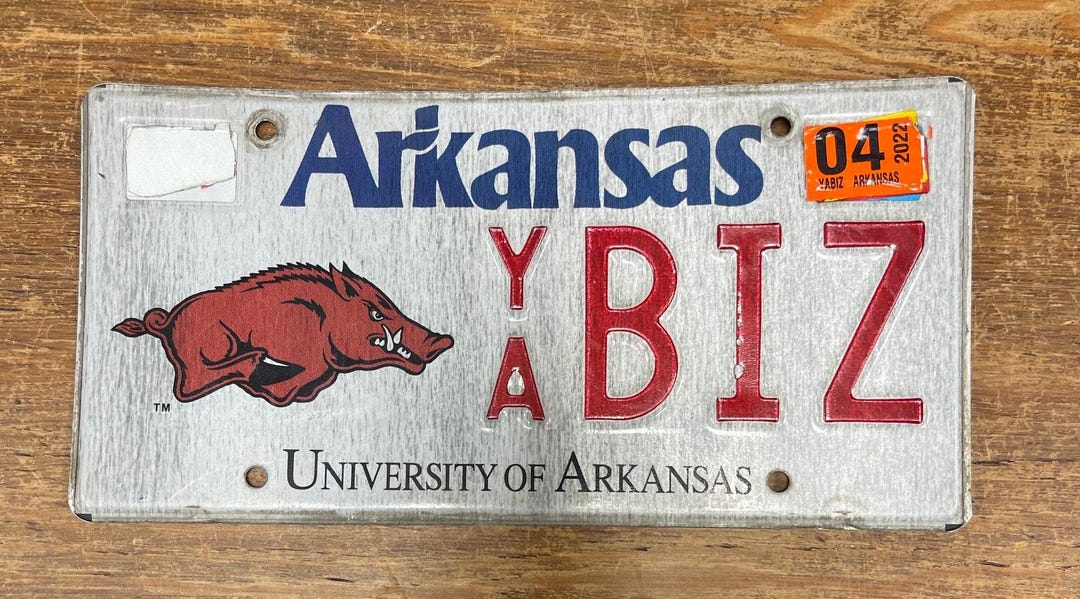 University of Arkansas License Plate - YABIZ - Etsy
