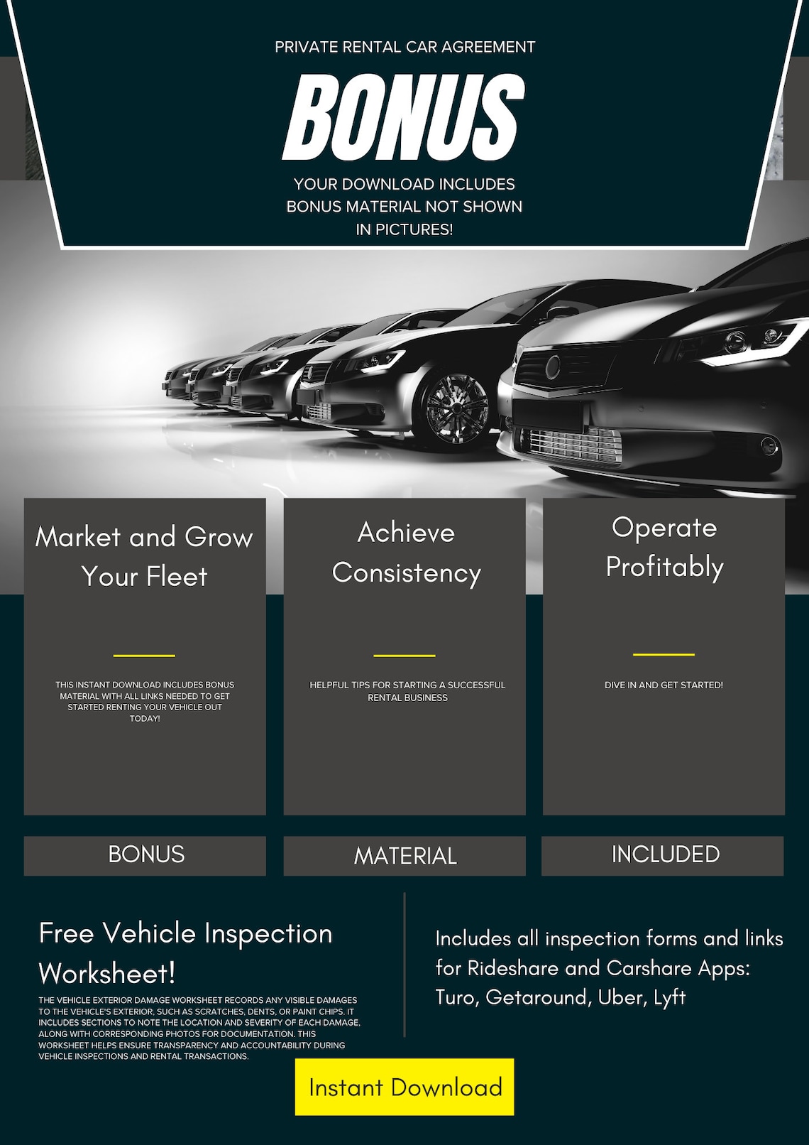 Car Rental Contract Template, Editable Car Rental Agreement, Printable ...