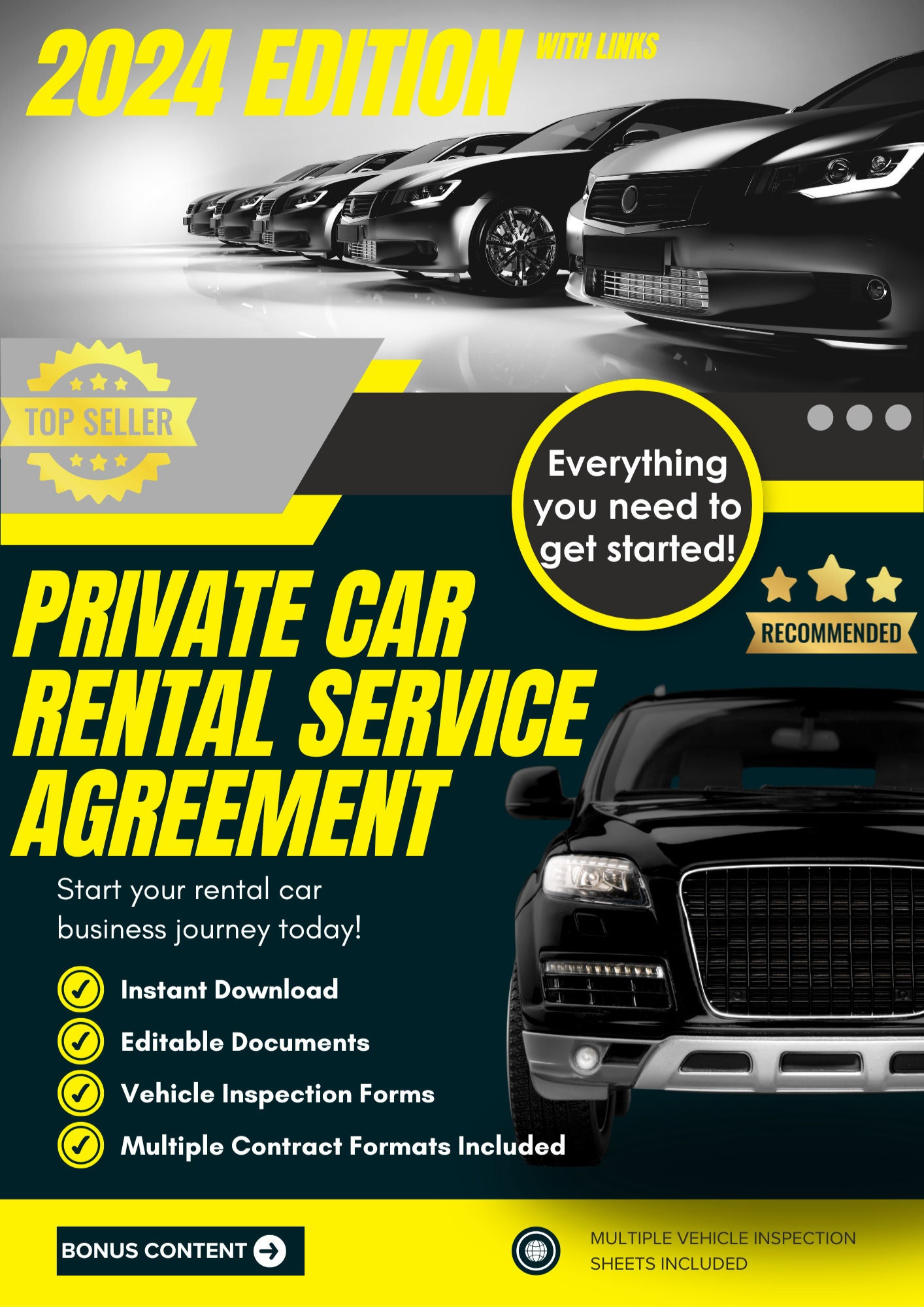 Car Rental Contract Template, Editable Car Rental Agreement, Printable ...