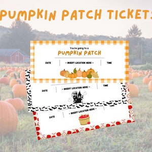Editable Pumpkin Patch Digital Tickets Custom Pumpkin Patch Ticket Template, Fall Harvest ...