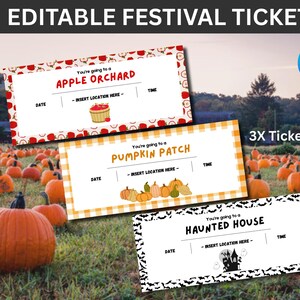 Editable Pumpkin Patch Digital Tickets | Custom Pumpkin Patch Ticket Template, Fall Harvest ...