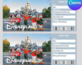 Disney Parks Ticket, Editable Canva Template | Customizable | Digital ...
