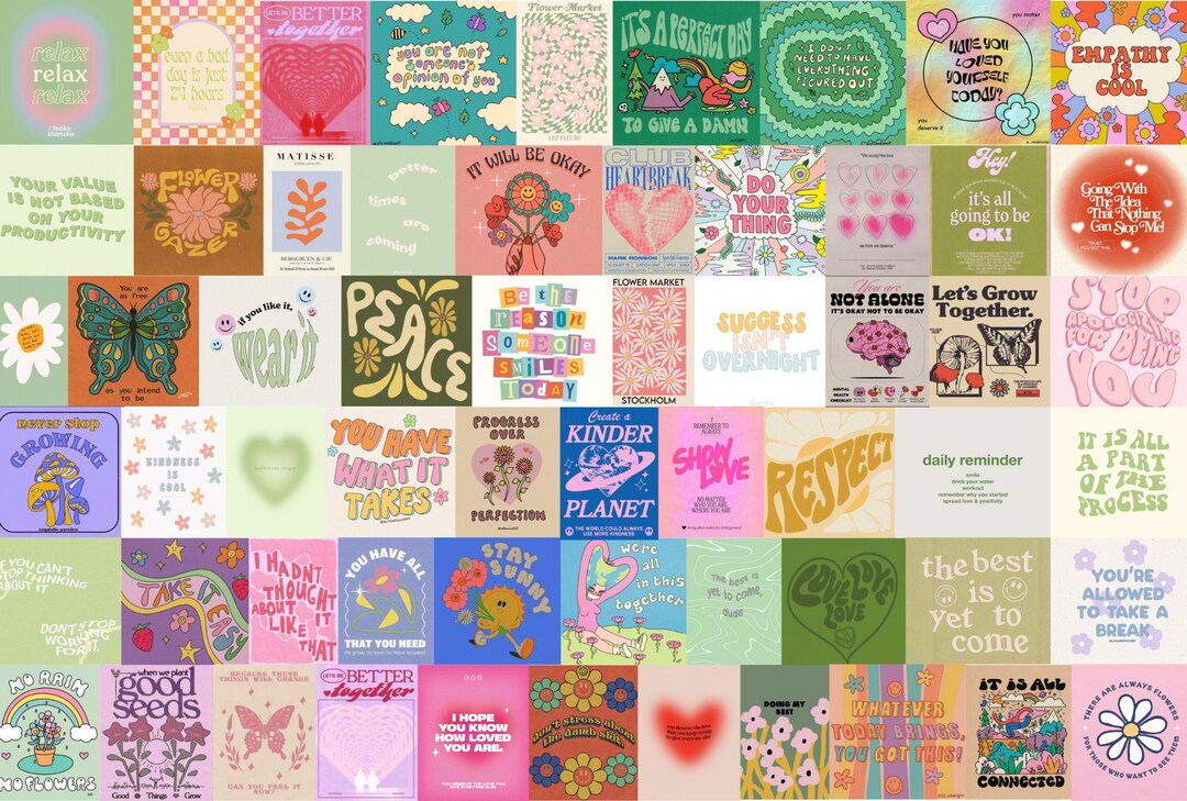63 PCS Trendy Motivational Quote Wall Collage Kit - Etsy