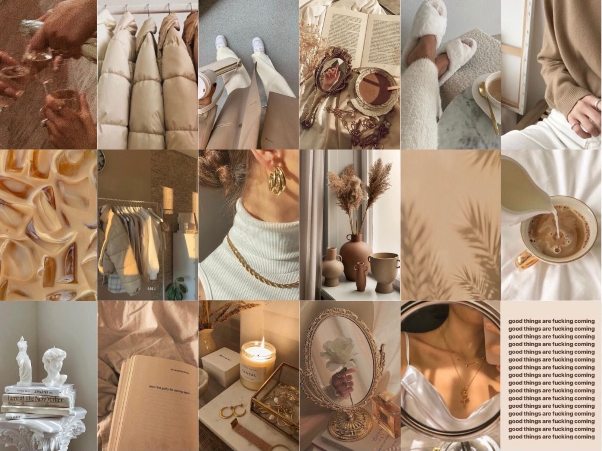 60 PCS | Neutral Beige Aesthetic Boujee Wall Collage Kit | Nude Brown ...