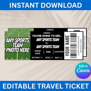 PERSONALIZE YOUR OWN Sports Ticket for Any Team | Football Game Ticket ...