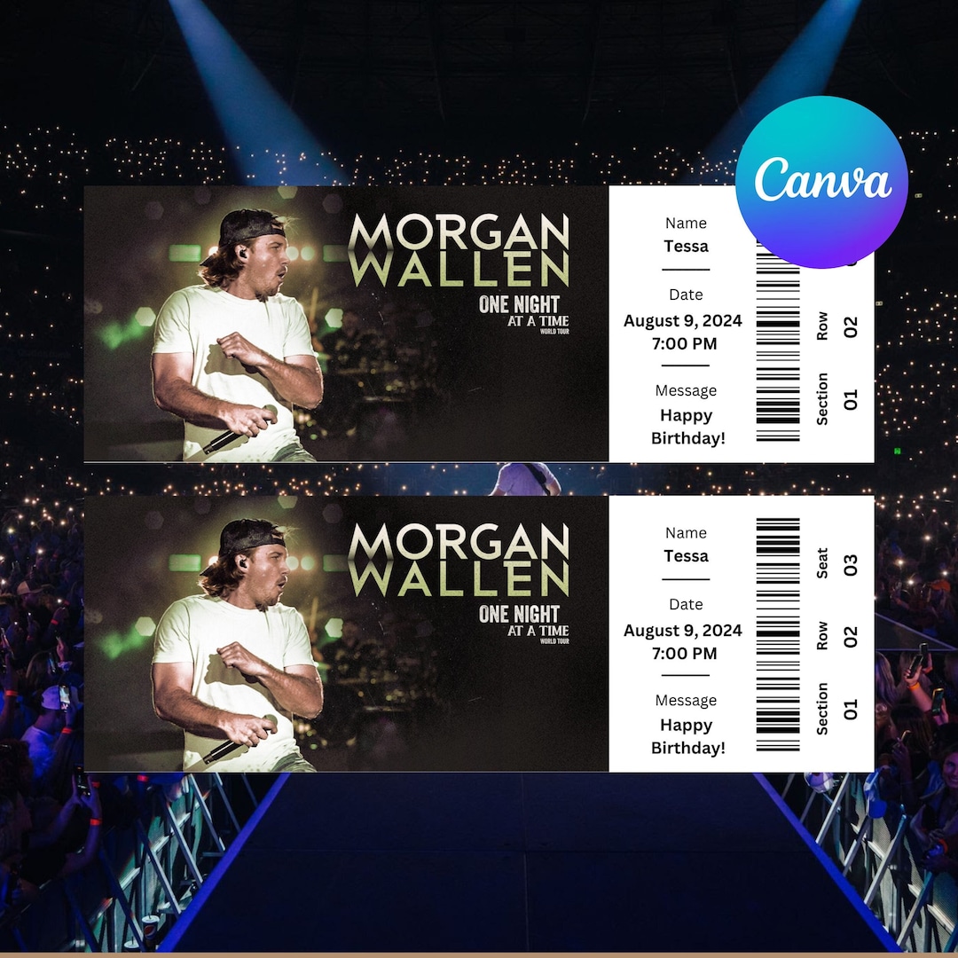 Morgan Wallen Editable Concert Ticket Canva Template Customizable ...
