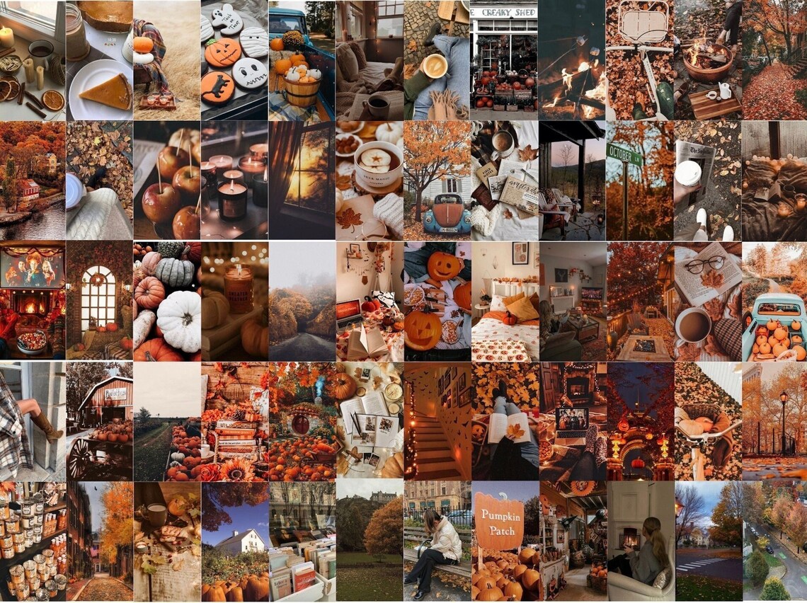 60 PCS | Autumn/fall Collage Kit Pumpkin Halloween Aesthetic Collage ...