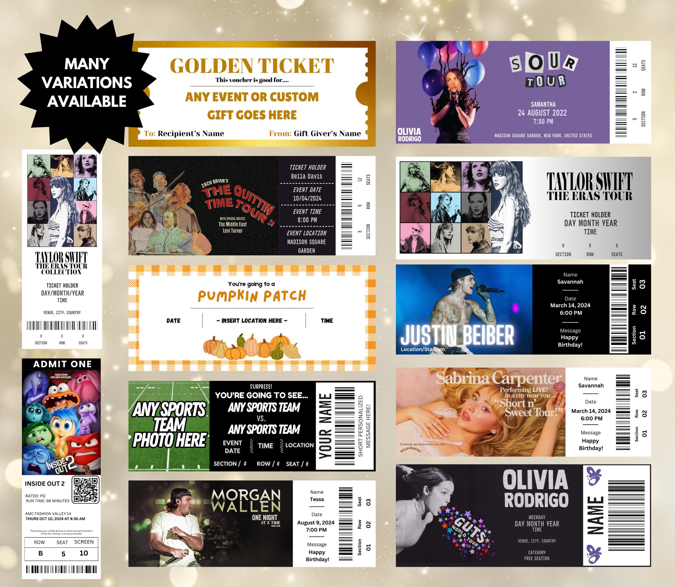 Miss Possessive Tour Souvenir Concert Tickets | Printable Event Ticket ...