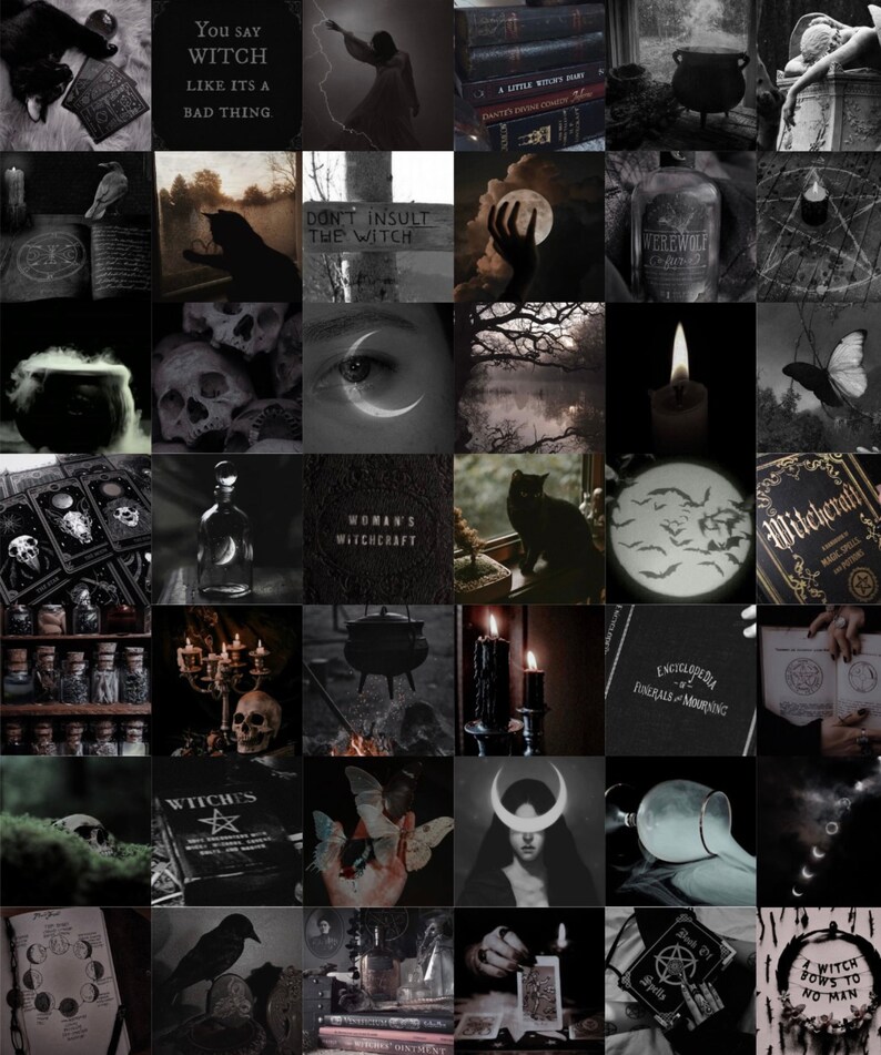 80 PCS | Dark Grunge Witch Collage Kit | Dark Spooky Aesthetic | Horror ...
