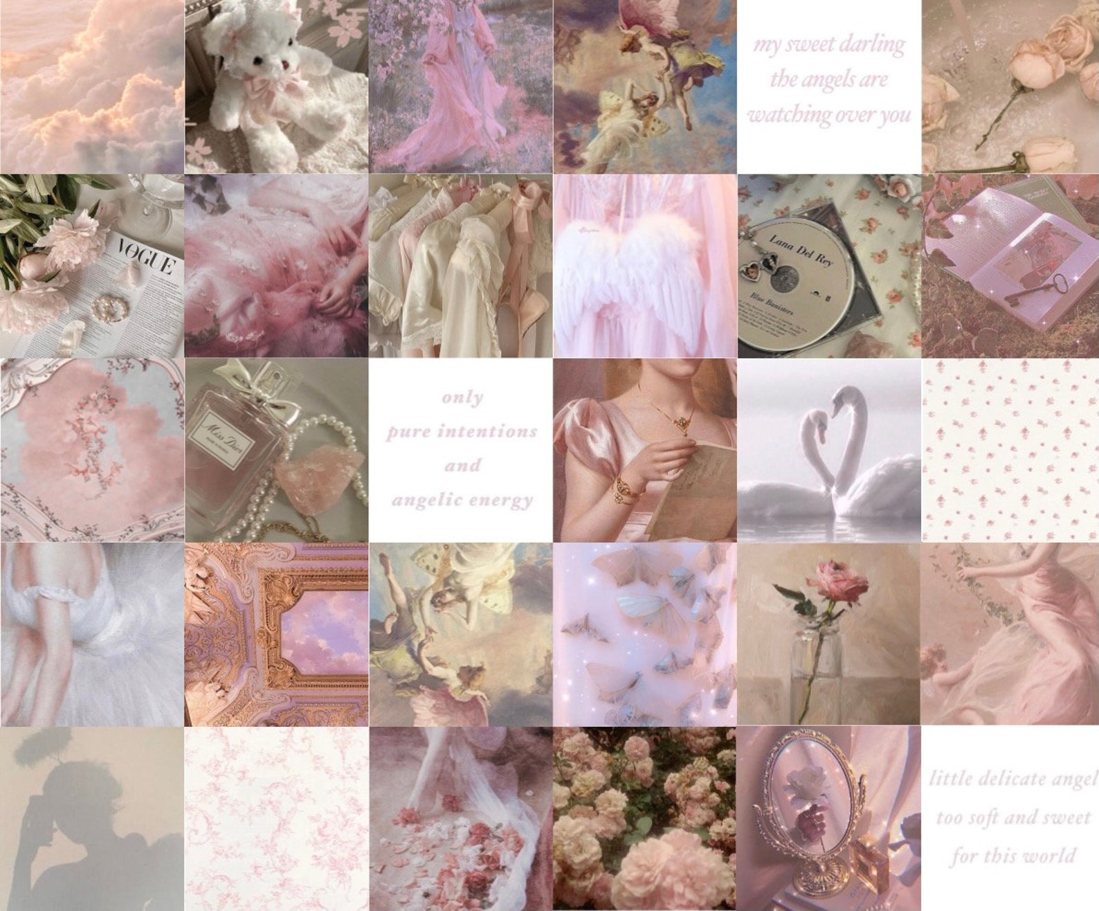 80 PCS | Pink Angel Core Wall Collage Kit | Baby Pink Coquette ...