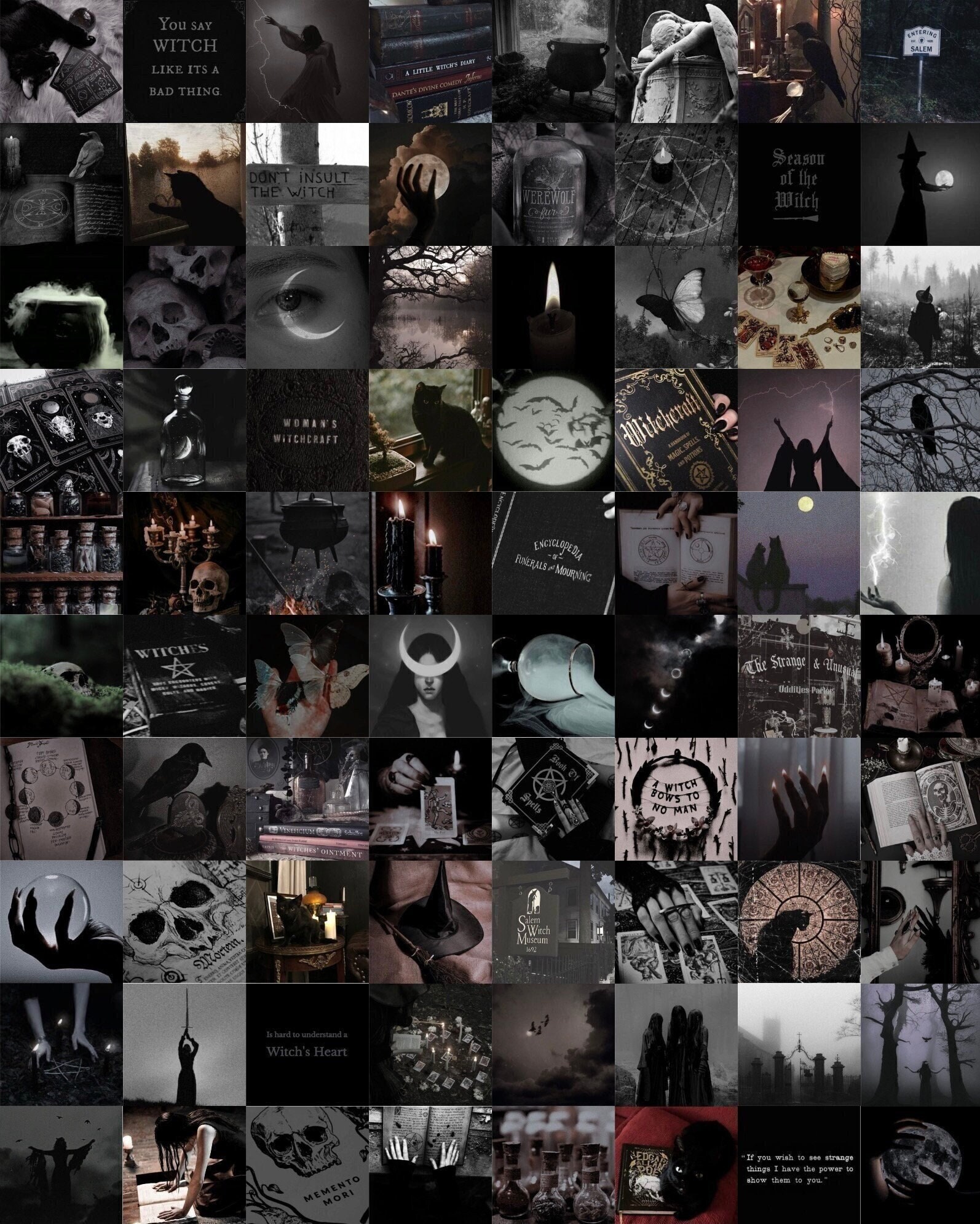 80 PCS Dark Grunge Witch Collage Kit Dark Spooky Aesthetic Horror Witch ...