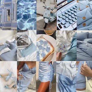60 PCS. Coastal Beach Blue Pinterest Collage Kit | Pastel Spring Room ...