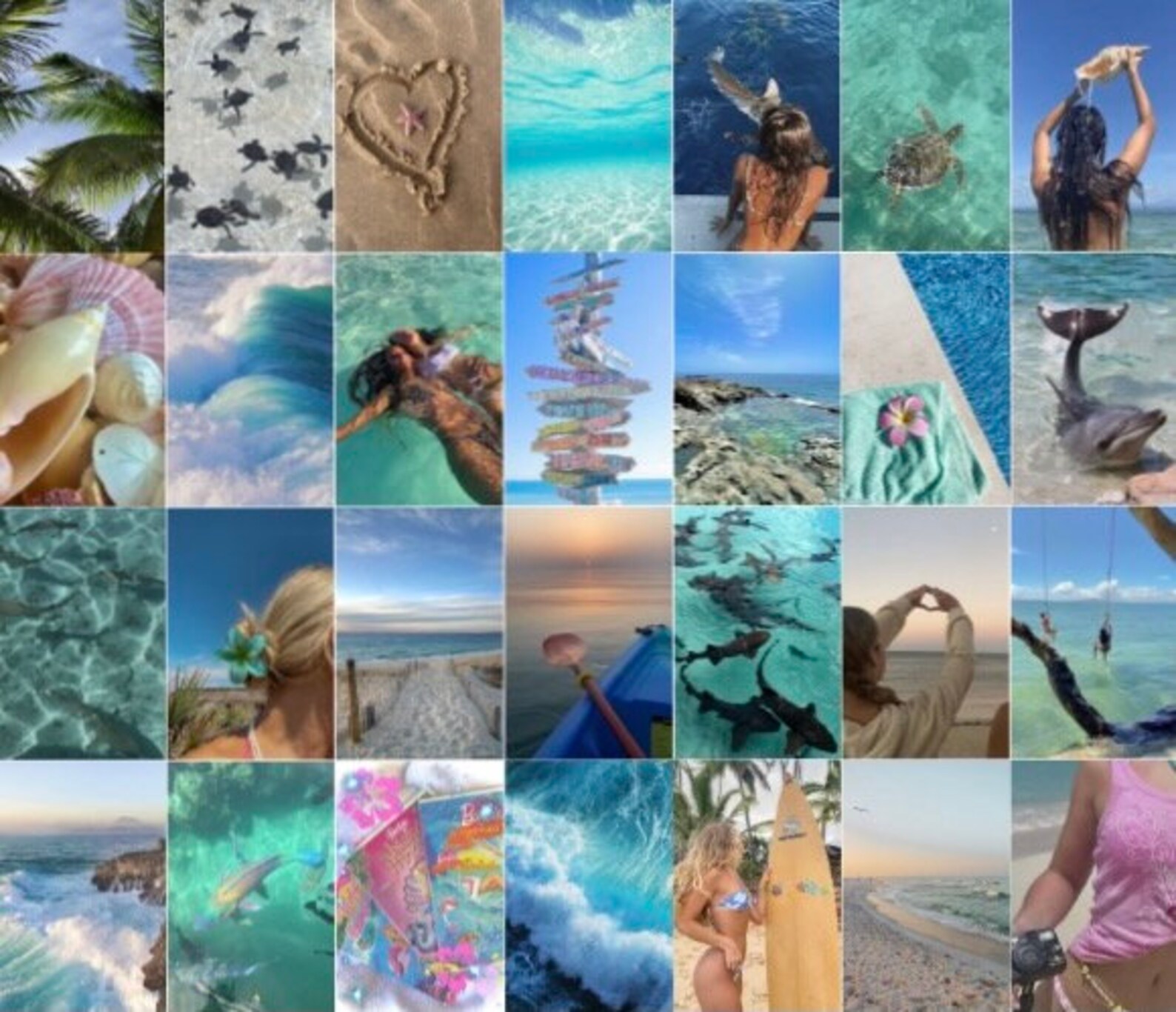80 PCS | Summer Aesthetic Wall Collage Kit | Beach Vibes Photo Collage ...