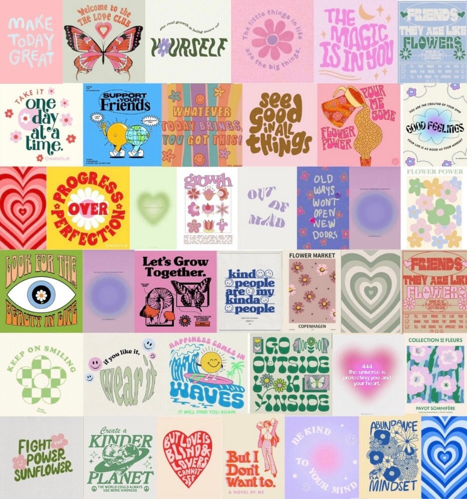 40 PCS Motivational Quote Collage Kit Vsco Pinterest Danish Pastel Wall ...
