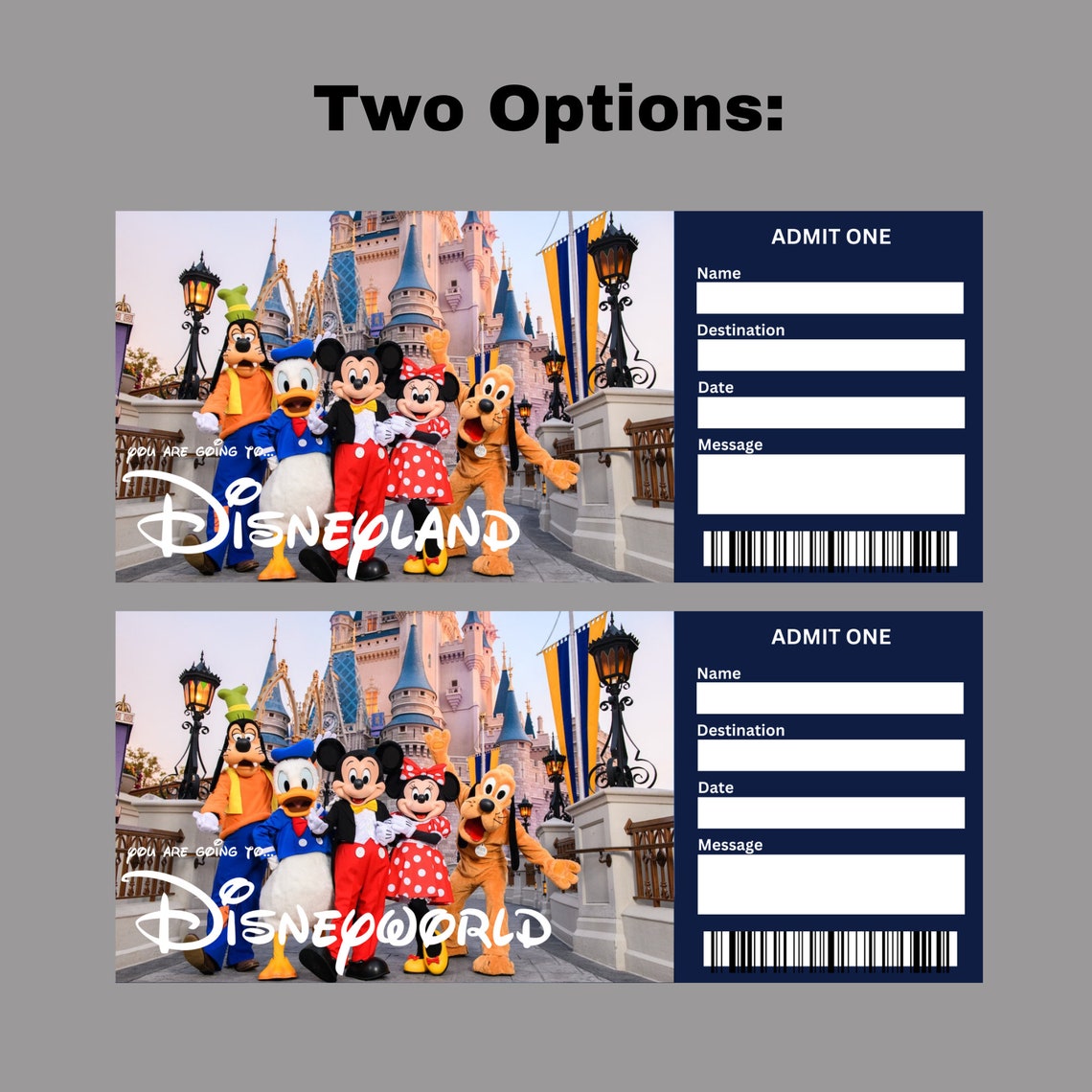 Disney Parks Ticket, Editable Canva Template | Customizable | Digital ...