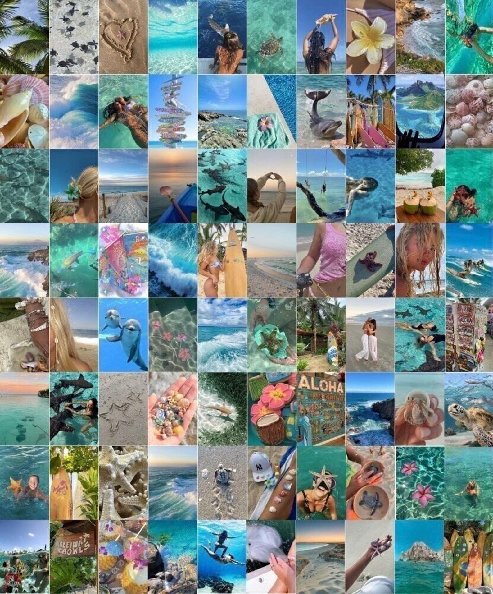 80 PCS | Summer Aesthetic Wall Collage Kit | Beach Vibes Photo Collage ...