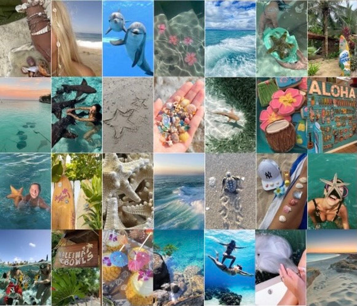 80 PCS | Summer Aesthetic Wall Collage Kit | Beach Vibes Photo Collage ...