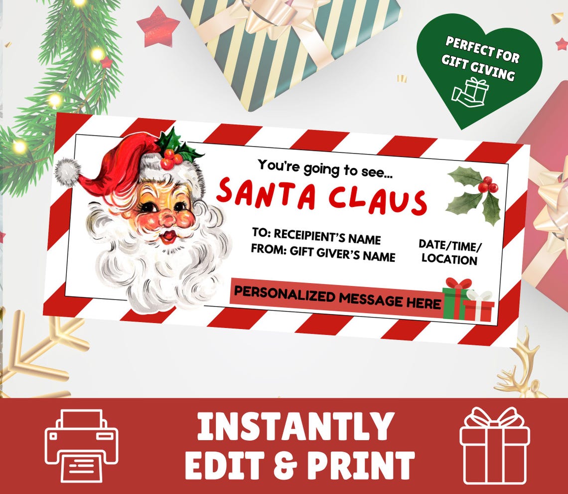 INSTANTLY EDIT Christmas Santa Coupon Voucher Gift Certificate ...