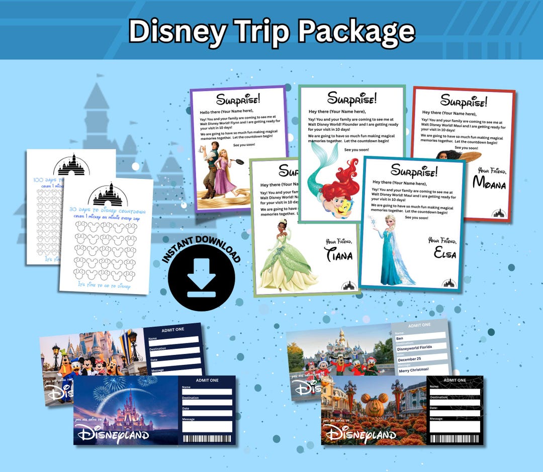 Editable Disney Theme Park Trip Reveal Bundle, Letters From Disney ...