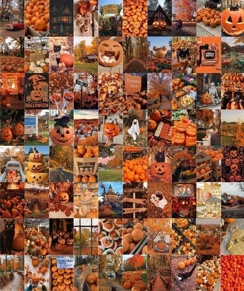 80PCS Halloween Fall Collage Kit | Pumpkin Photo Collage | Fall Breeze ...