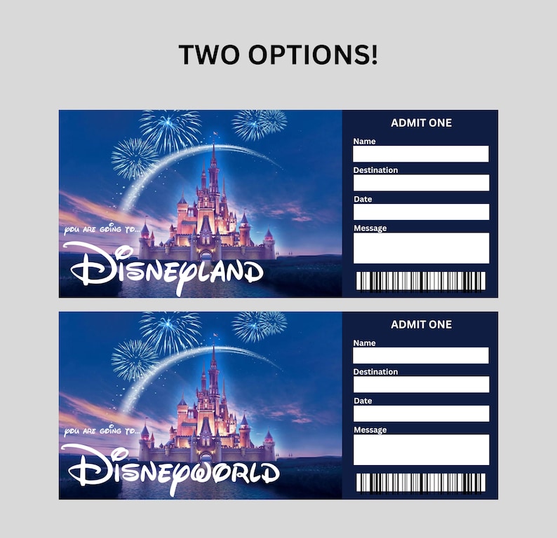 Disney Parks Ticket, Editable Canva Template | Customizable | Digital ...