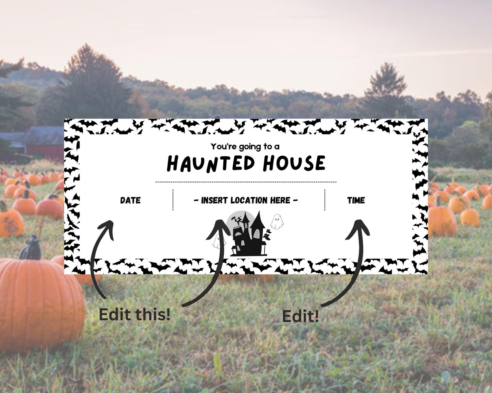 Editable Pumpkin Patch Digital Tickets | Custom Pumpkin Patch Ticket Template, Fall Harvest ...