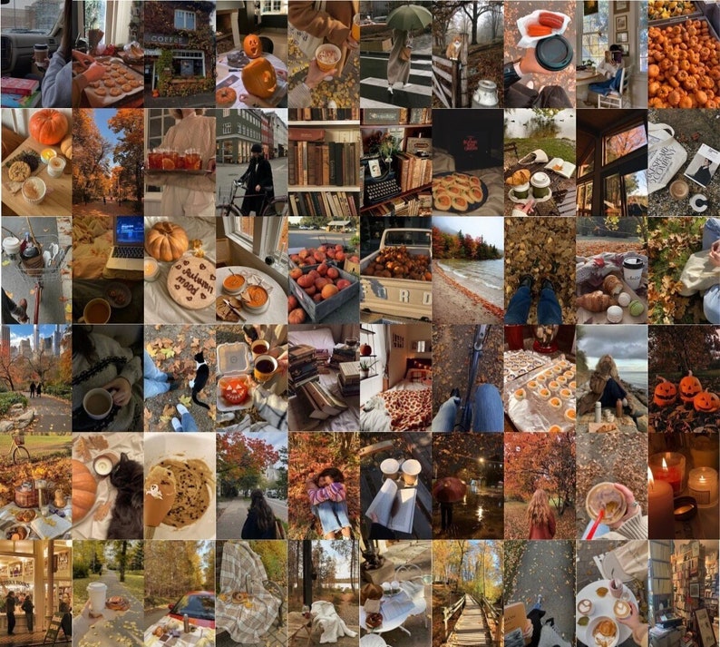 60 PCS Fall/autumn Collage Kit Halloween Pumpkin Collage Fall Breeze ...