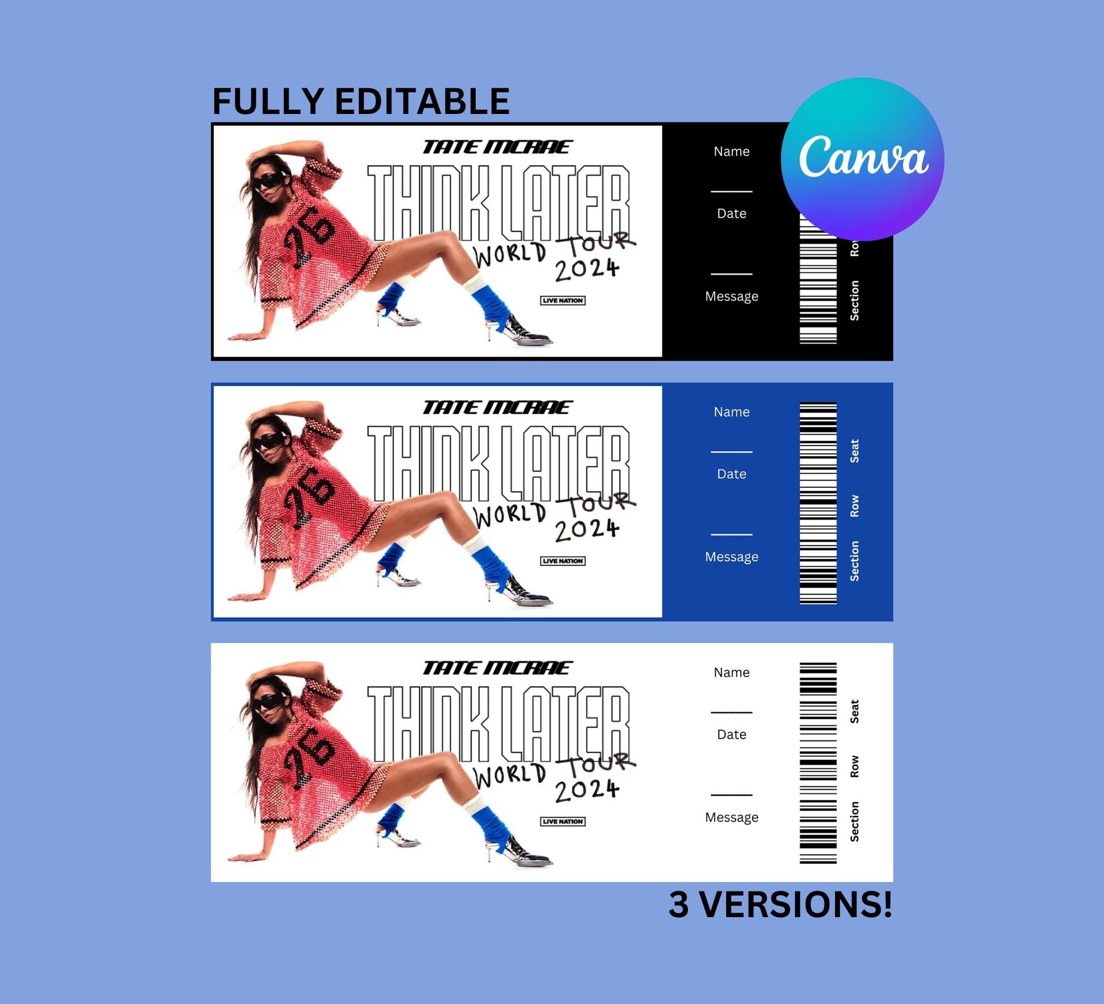 Tate Mcrae Think Later Tour Souvenir Concert Tickets Printable Event ...