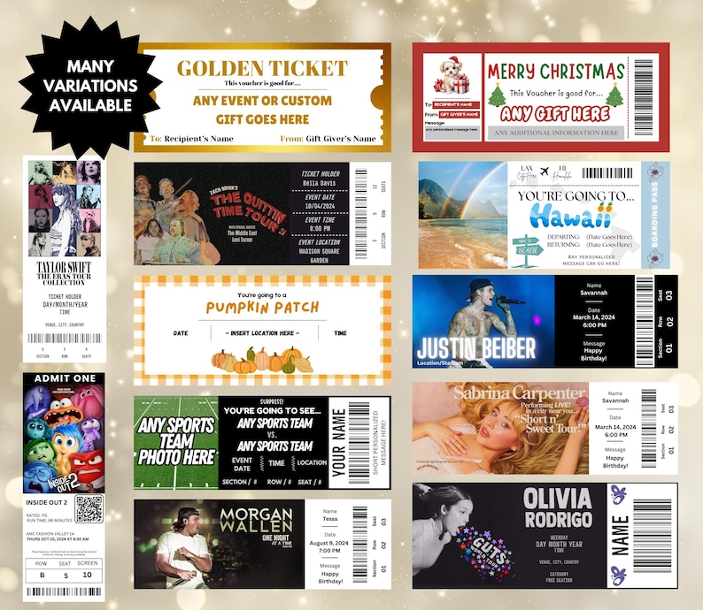 Pop Singer Editable Concert Ticket Canva Template | Customizable ...