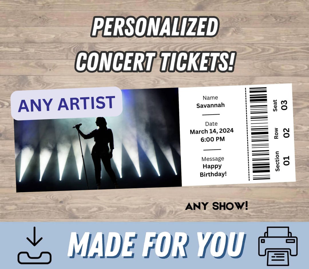 PERSONALIZED FOR YOU Concert Ticket | Custom Concert Ticket | Printable ...