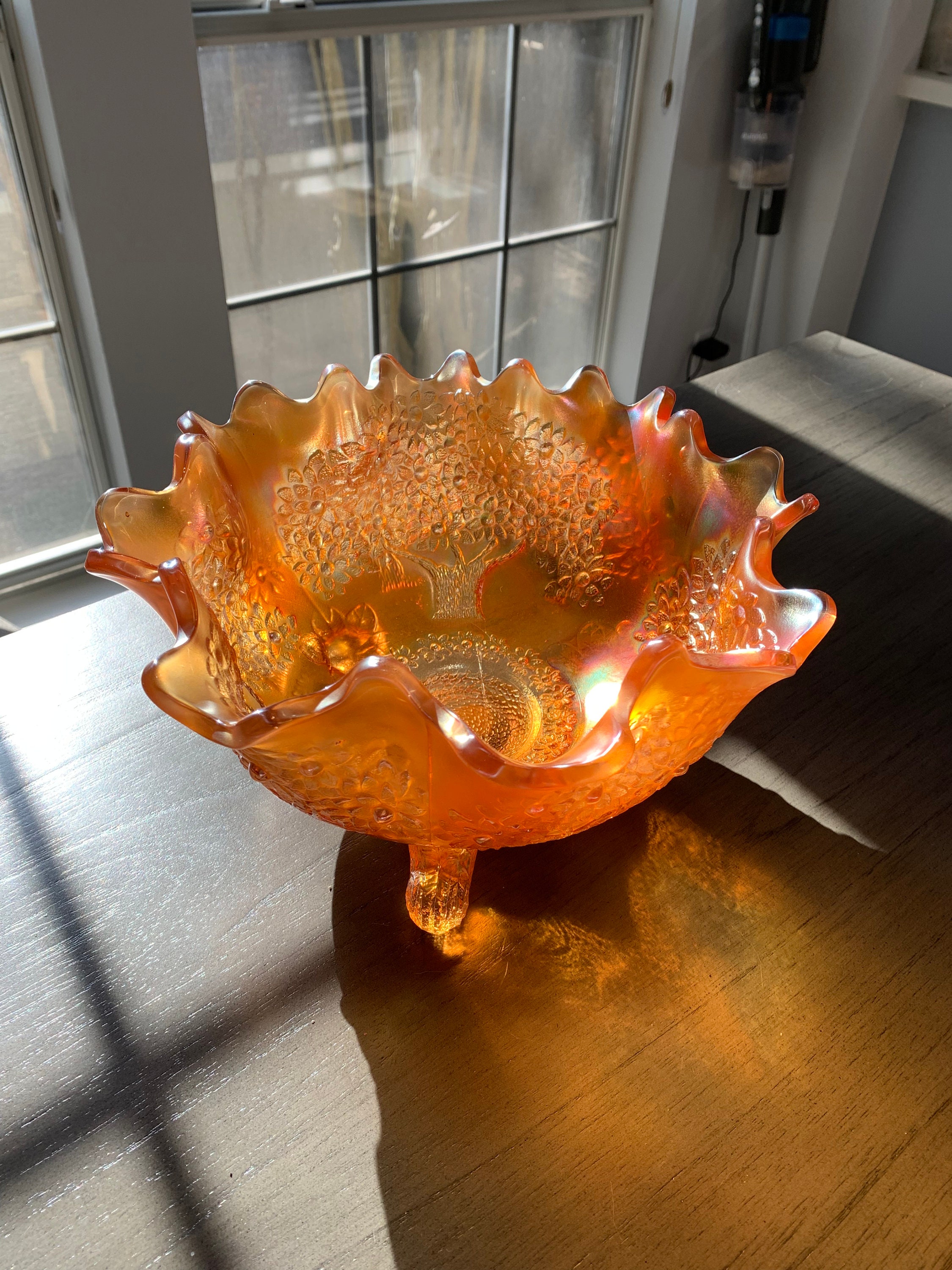 Fenton Orange Tree Footed Bowl in Marigold - Etsy