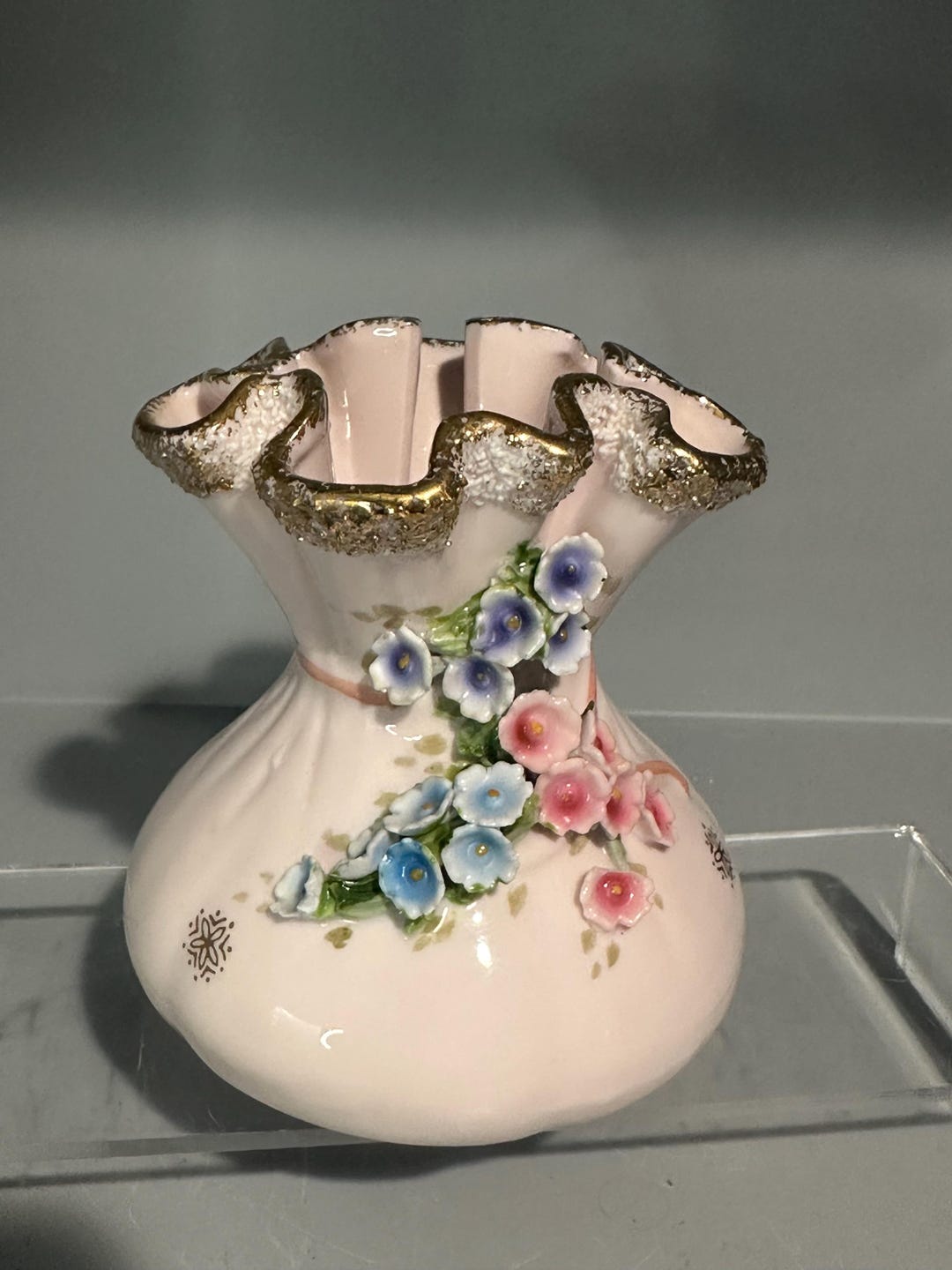 Vintage Lefton China “cinched Sack” Vase — Hand-painted Pink Porcelain ...