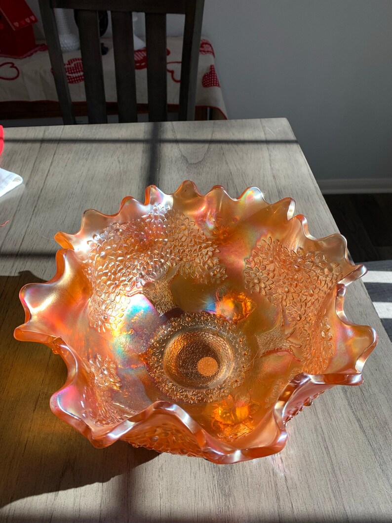 Fenton Orange Tree Footed Bowl in Marigold - Etsy