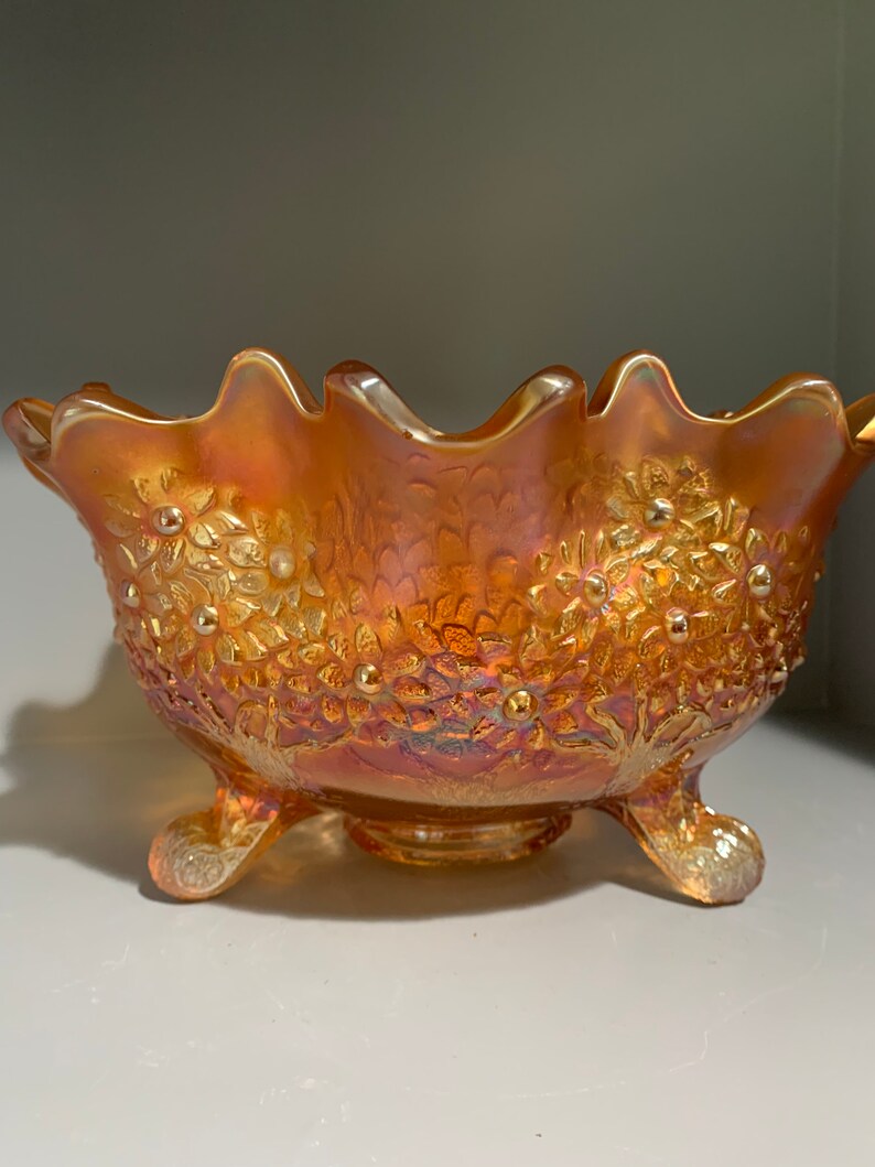 Fenton Orange Tree Footed Bowl in Marigold - Etsy