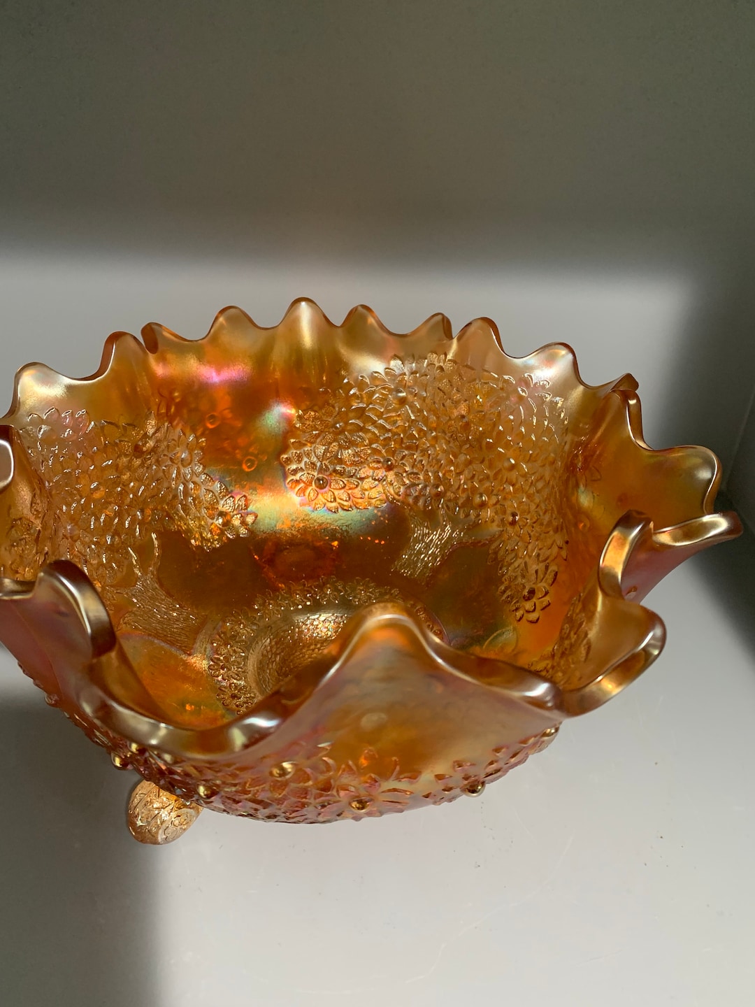 Fenton Orange Tree Footed Bowl in Marigold - Etsy