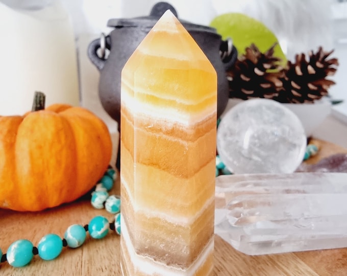 Banded Orange Calcite Point Natural Orange Calcite Tower Point Orange ...