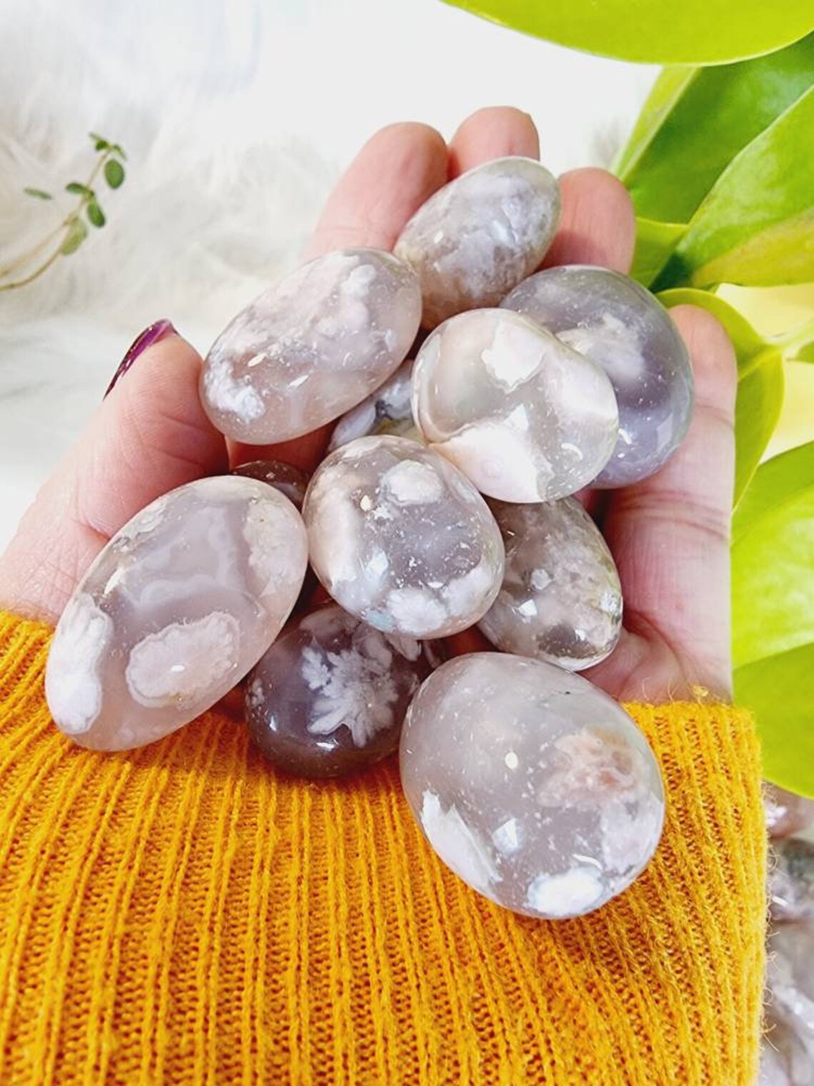 Flower Agate Tumble Cherry Agate Tumbleflower Agate Crystal - Etsy UK