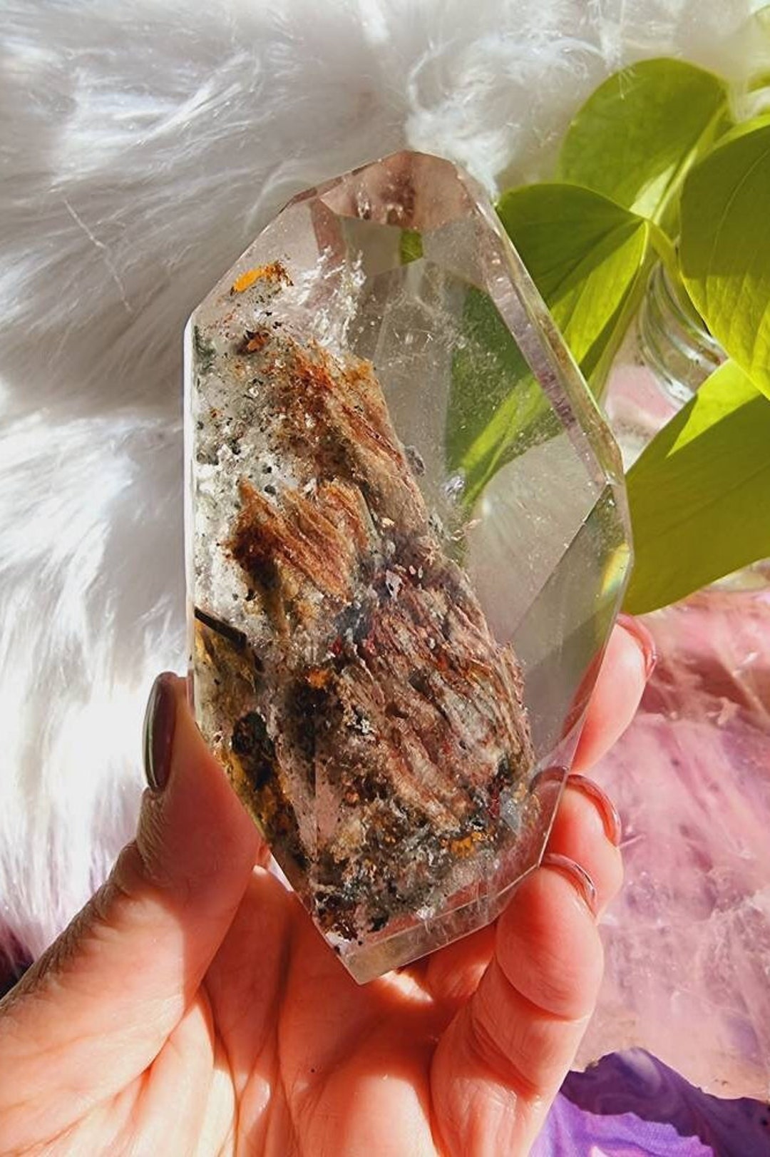 Garden Quartz Crystal Freeform, Natural Lodolite Gemstone Freeform ...
