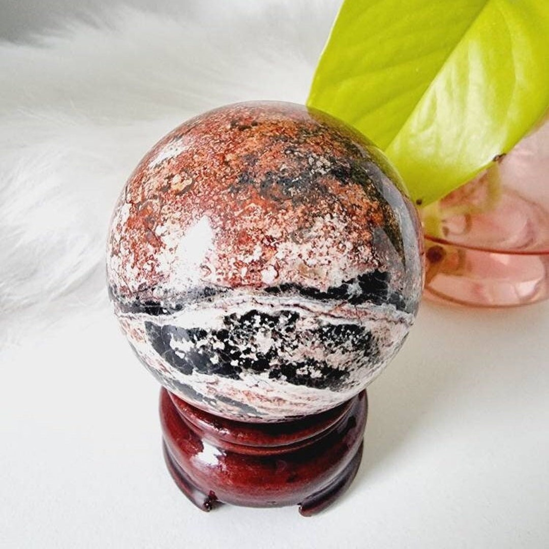 Snowflake Obsidian Sphere, Natural Snowflake Obsidian, Gemstone Ball ...