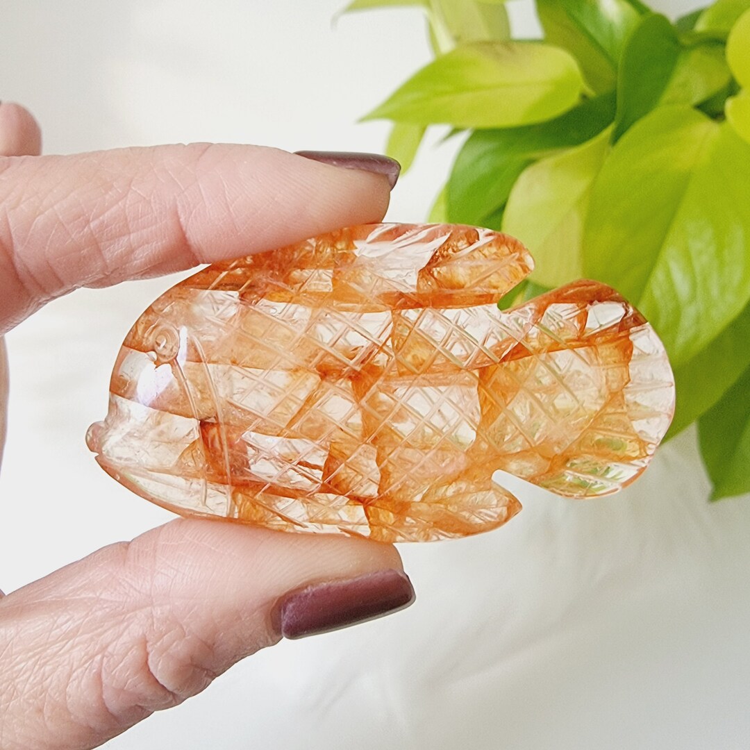Rainbow Fire Quartz Fish Carved Crystal Fish Fire Quartz Carving ...